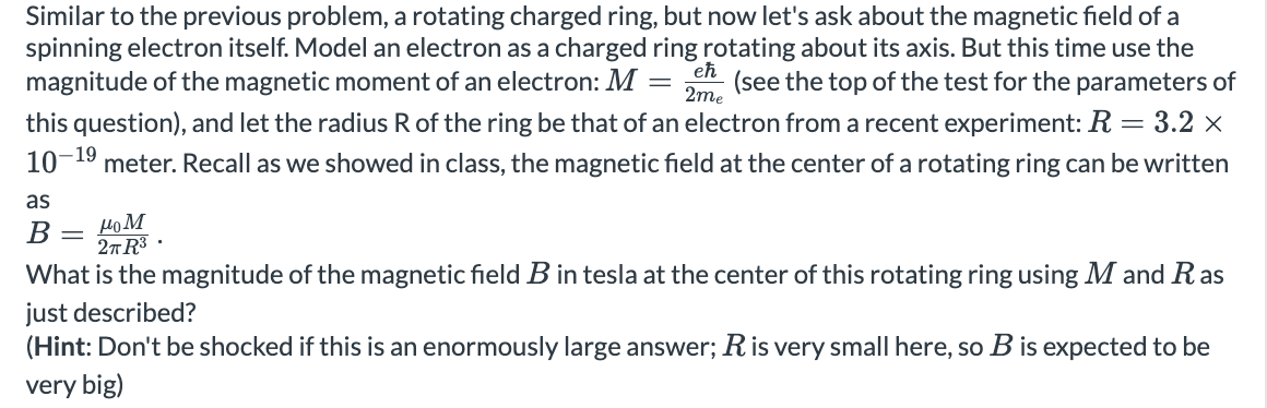 Solved Similar to the previous problem, a rotating charged | Chegg.com