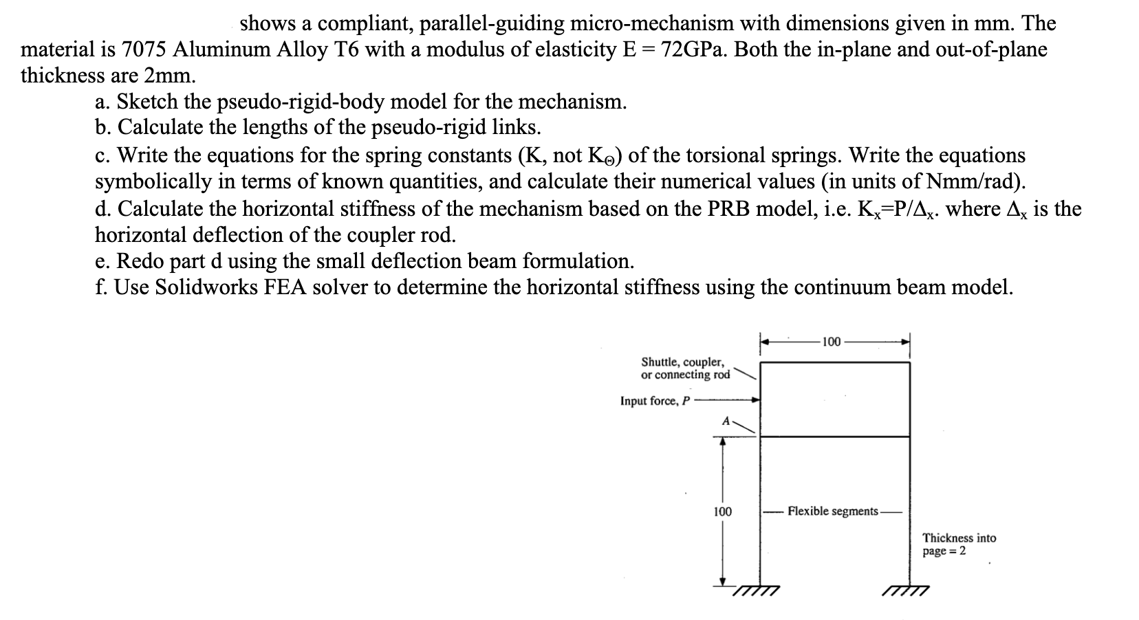 a shows a compliant, parallel-guiding micro-mechanism | Chegg.com