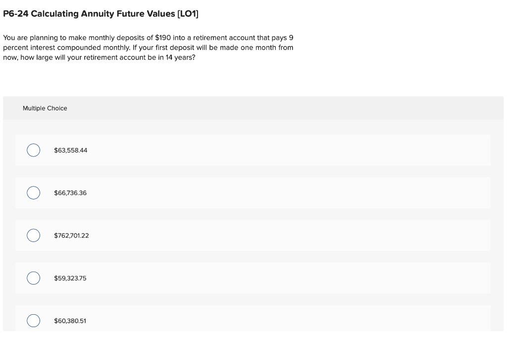 Solved P6-24 Calculating Annuity Future Values (LO1] You are | Chegg.com