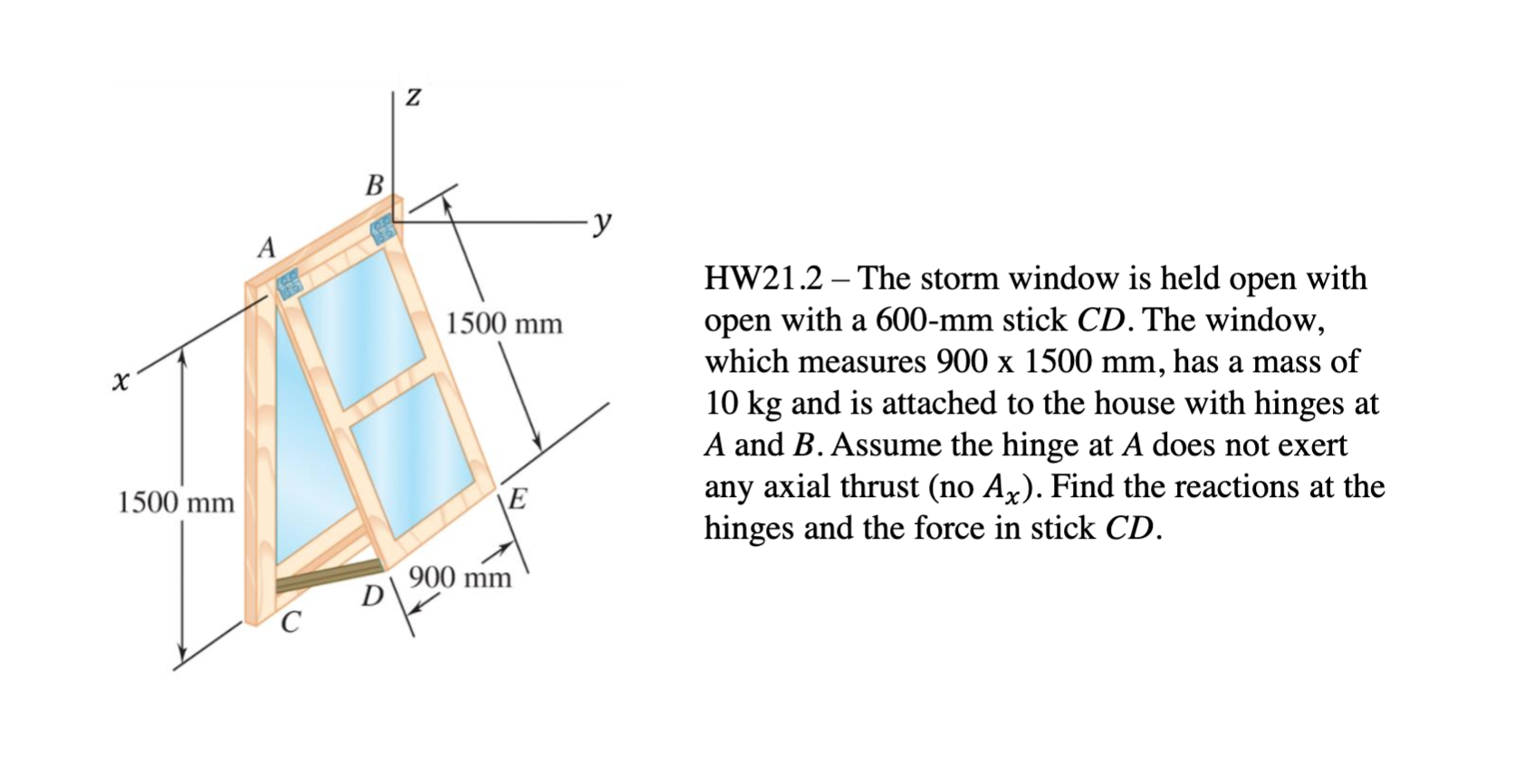 Solved 1500 mm HW21.2 – The storm window is held open with | Chegg.com
