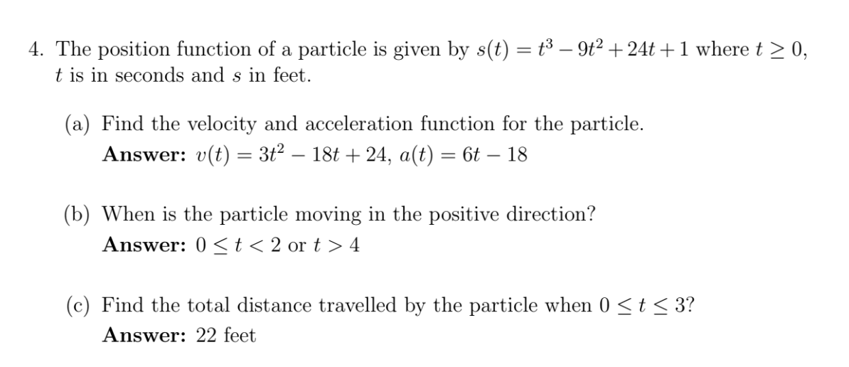 Solved 4 The Position Function Of A Particle Is Given By 