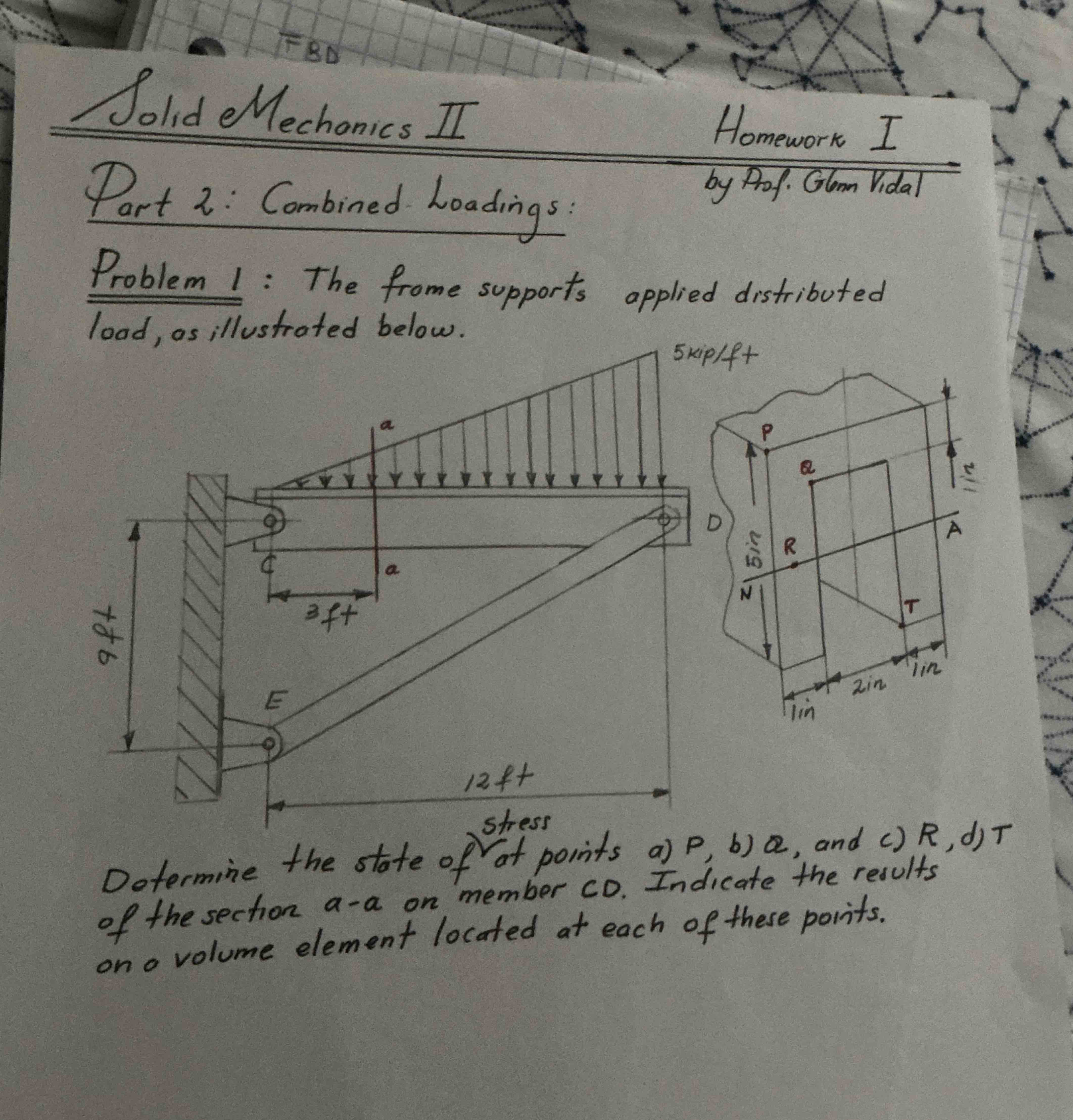 Solved Problem 1: The frame supports applied distributed | Chegg.com