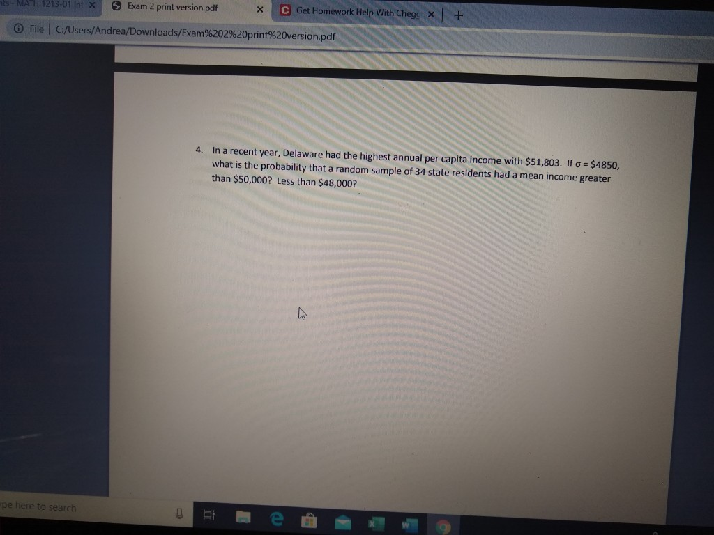 Solved Exam 2 print version.pdf x C Get Homework Help With | Chegg.com