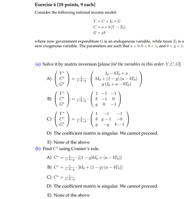 Solved Exercise 6 [18 points, 9 each] Consider the following | Chegg.com