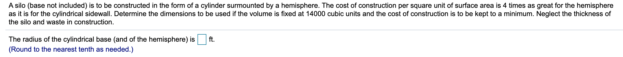 Solved A silo (base not included) is to be constructed in | Chegg.com