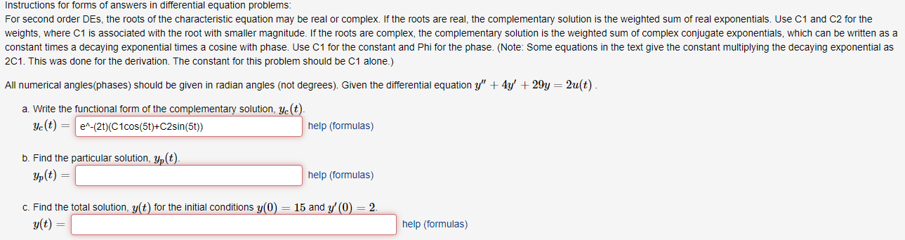 Solved Instructions for forms of answers in differential | Chegg.com