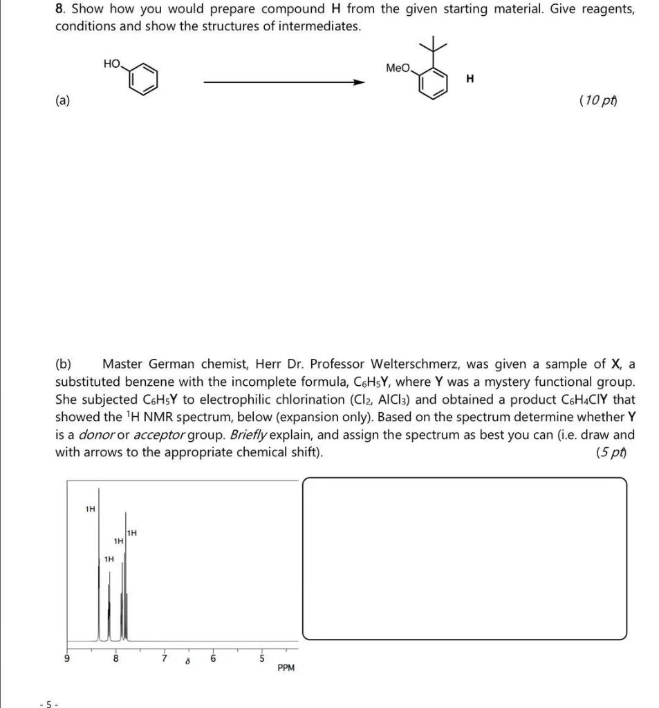 Solved 8. Show how you would prepare compound H from the | Chegg.com