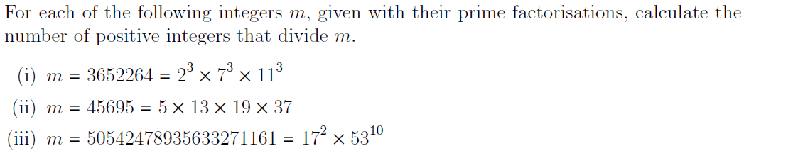 Solved For each of the following integers m, given with | Chegg.com