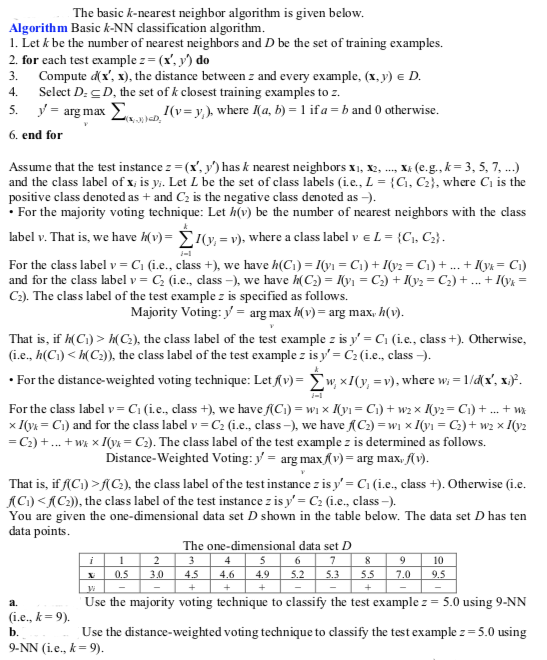 The Basic K Nearest Neighbor Algorithm Is Given 
