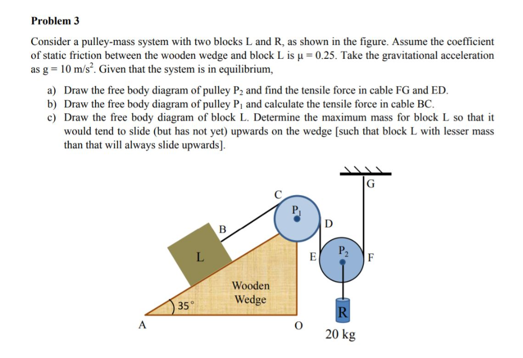 Solved Problem 3 Consider a pulley-mass system with two | Chegg.com