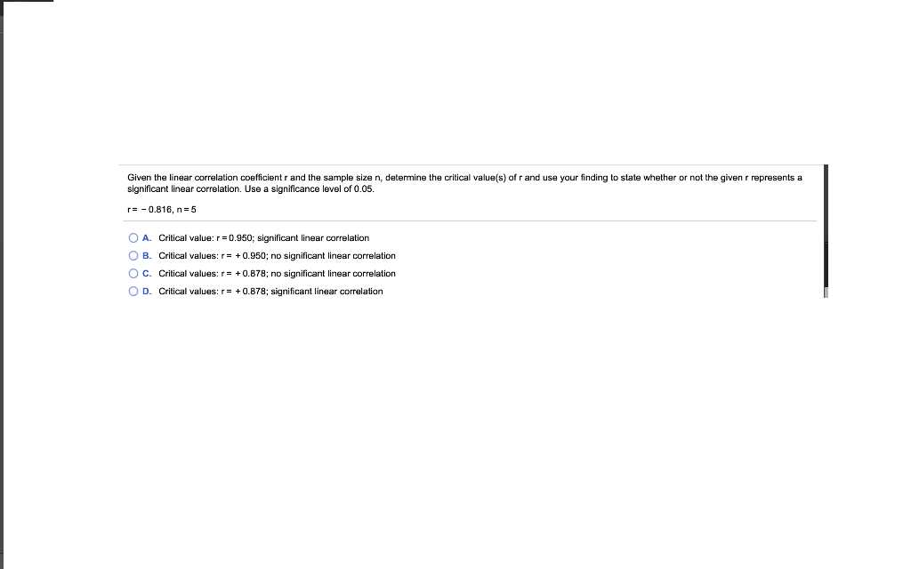 Solved Given The Linear Correlation Coefficient R And The 