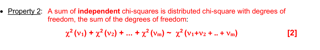 Solved • Property 2: A sum of independent chi-squares is | Chegg.com