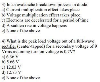 Solved 3) In an avalanche breakdown process in diode a) | Chegg.com