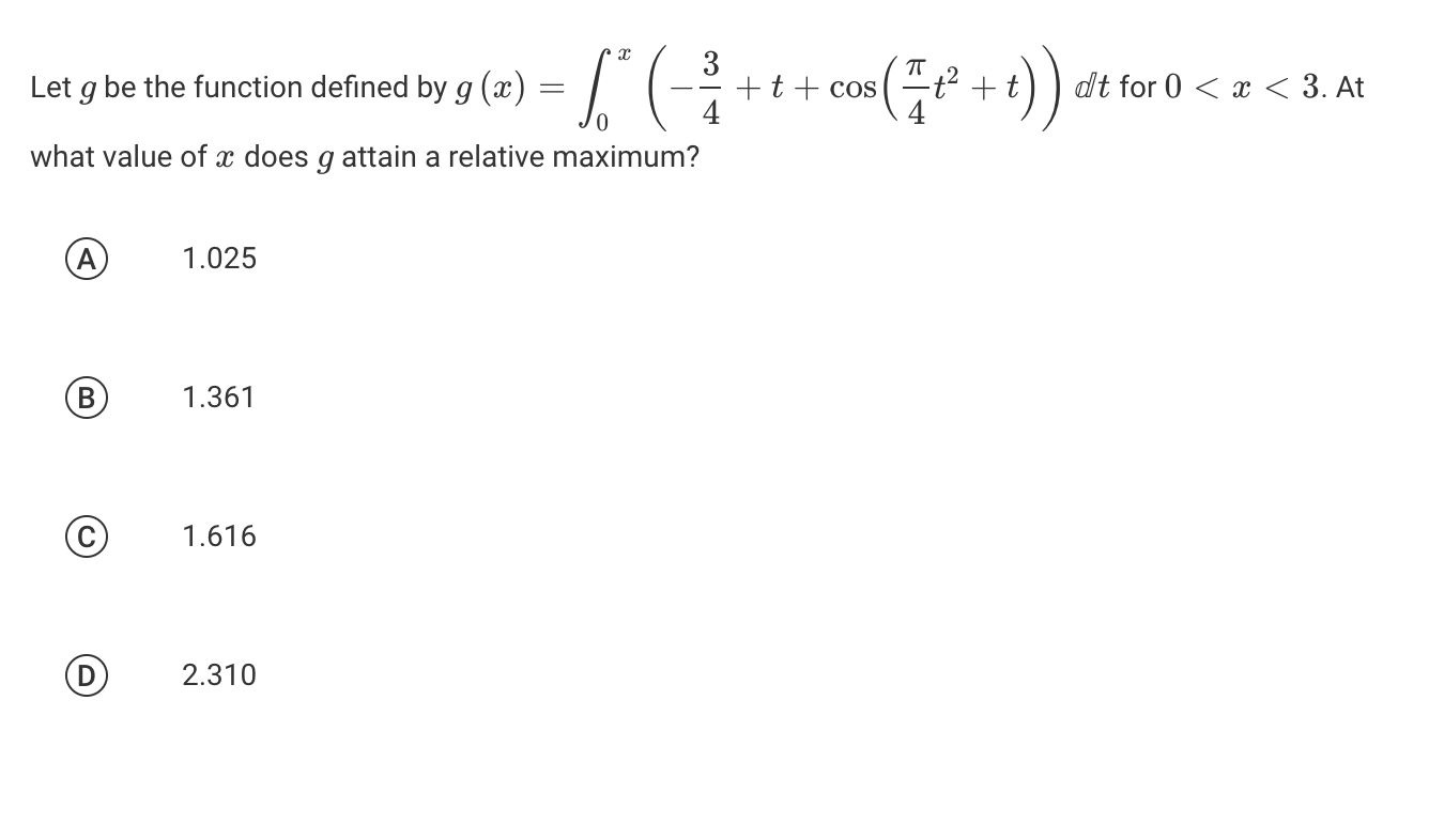 Solved Let g be the function defined by | Chegg.com