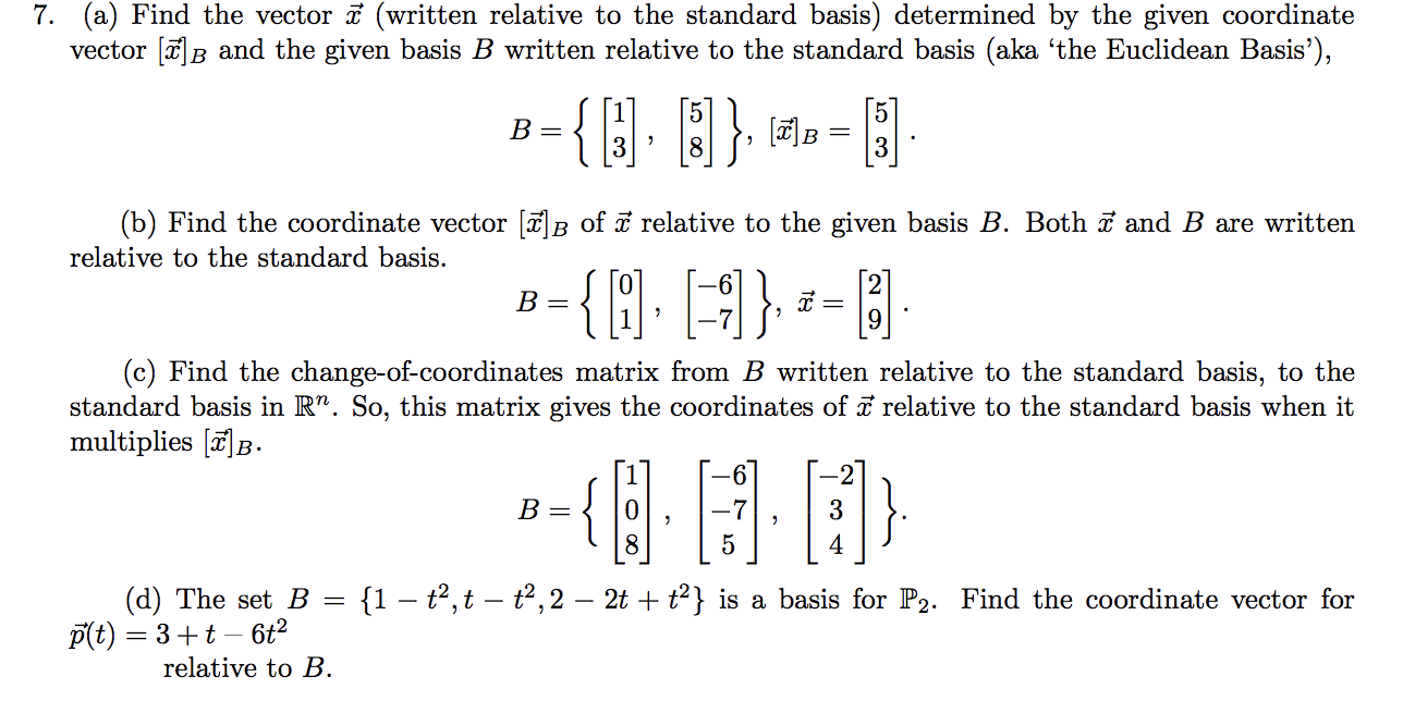 Solved 7. (a) Find the vector ē (written relative to the | Chegg.com