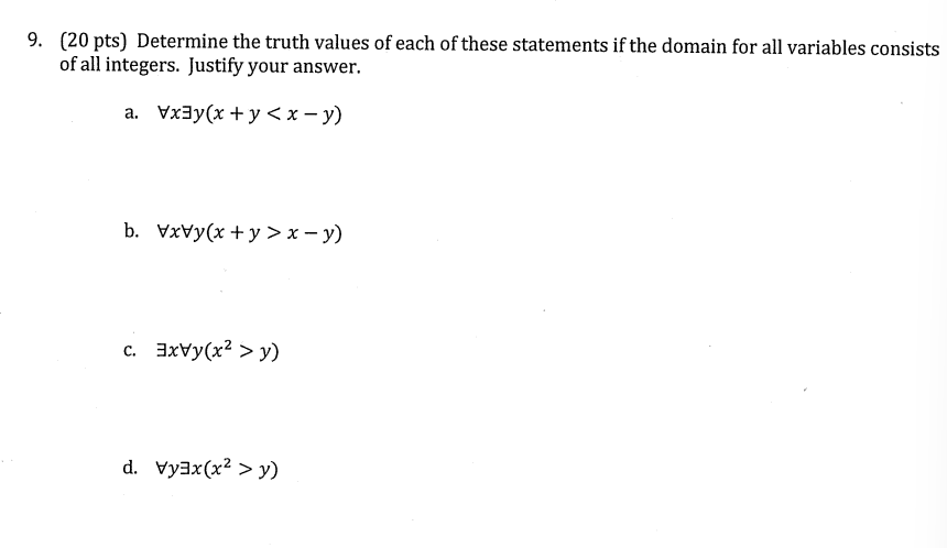 Solved (20 pts) Determine the truth values of each of these | Chegg.com
