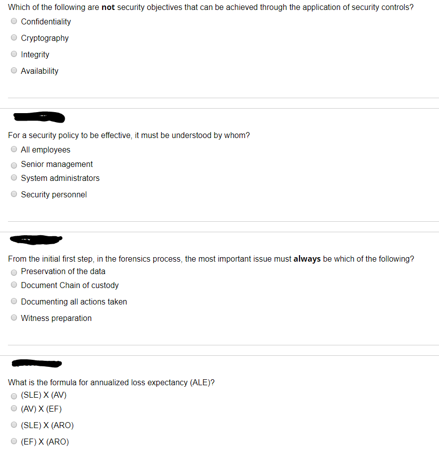 Solved Which of the following are not security objectives | Chegg.com