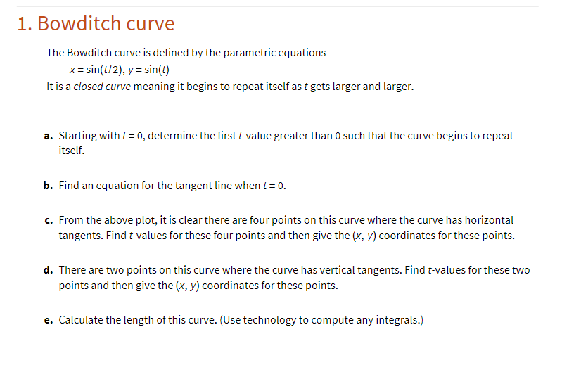 Solved 1. Bowditch curve The Bowditch curve is defined by | Chegg.com