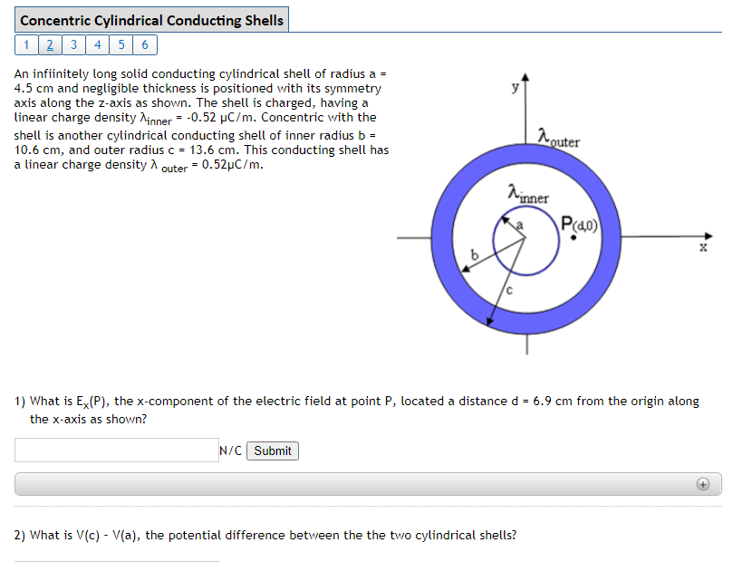 Solved Concentric Cylindrical Conducting Shells 1 2 3 4 5 6 | Chegg.com