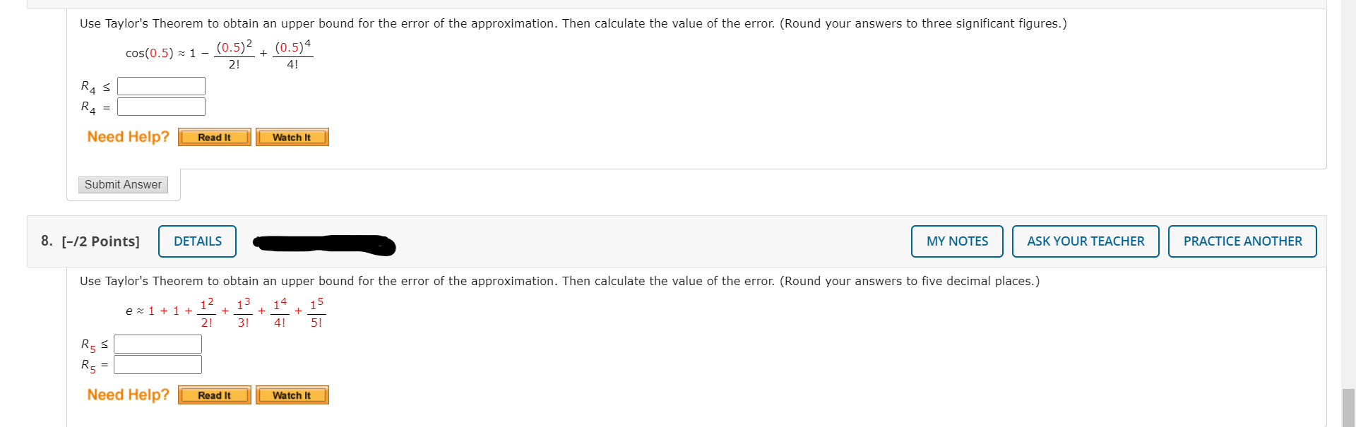Solved Use Taylor's Theorem to obtain an upper bound for the | Chegg.com