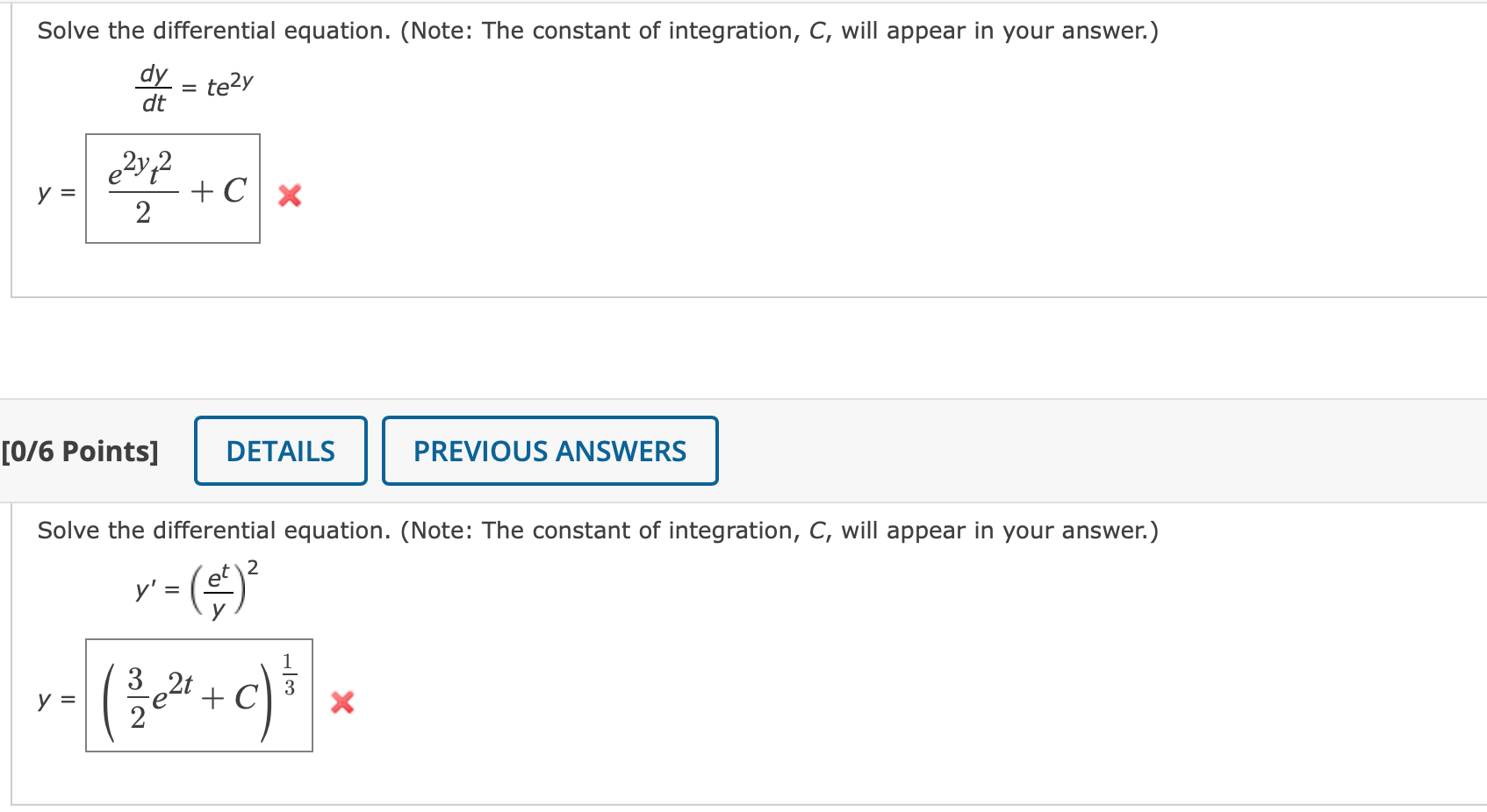 Solved Solve the differential equation. (Note: The constant | Chegg.com