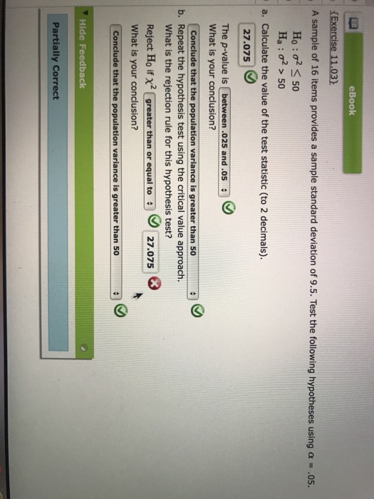 Solved eBook Exercise 11.03) A sample of 16 items provides a | Chegg.com