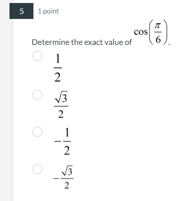 Solved 1 ﻿pointDetermine the exact value of | Chegg.com