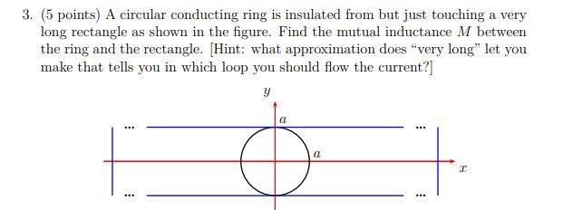 Solved 3. (5 points) A circular conducting ring is insulated | Chegg.com