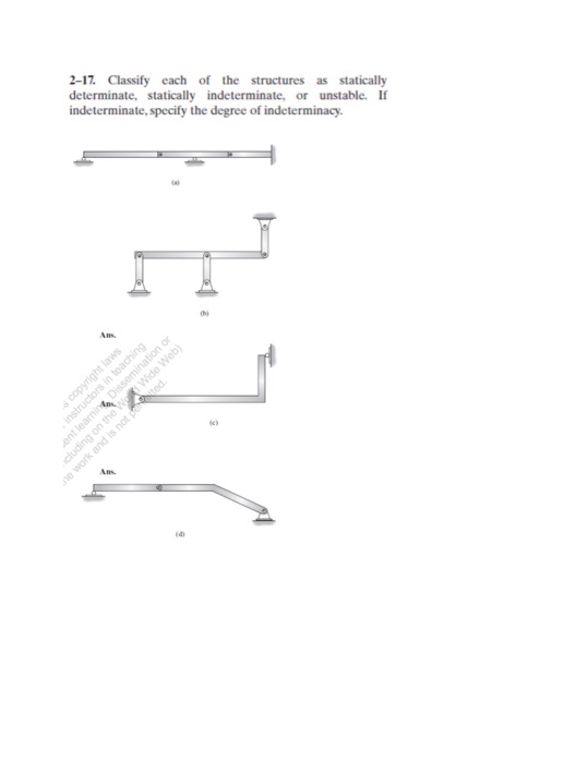 Solved 2-17. Classify each of the structures as statically | Chegg.com