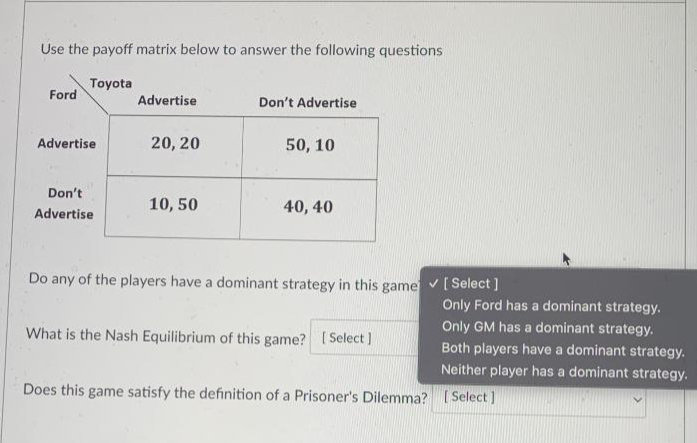 Solved Use the payoff matrix below to answer the following | Chegg.com