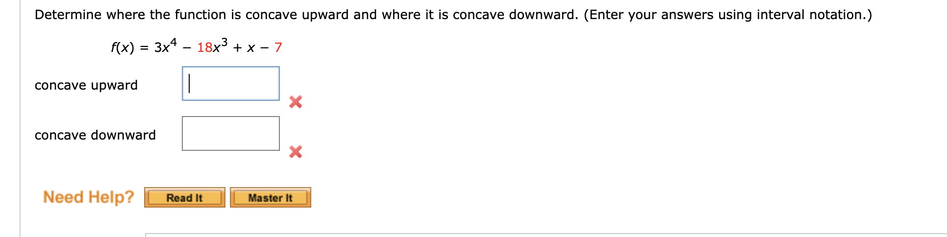 Solved Determine where the function is concave upward and | Chegg.com