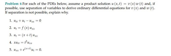 Solved Problem 6 For each of the PDEs below, assume a | Chegg.com