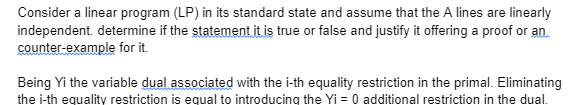 Solved Consider a linear program (LP) in its standard state | Chegg.com