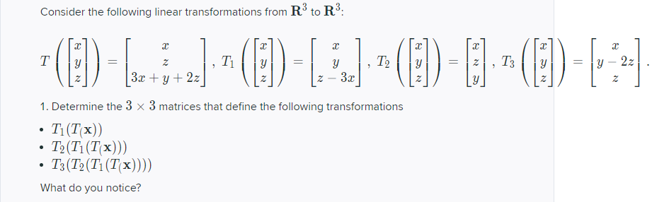 Solved Consider the following linear transformations from RP | Chegg.com