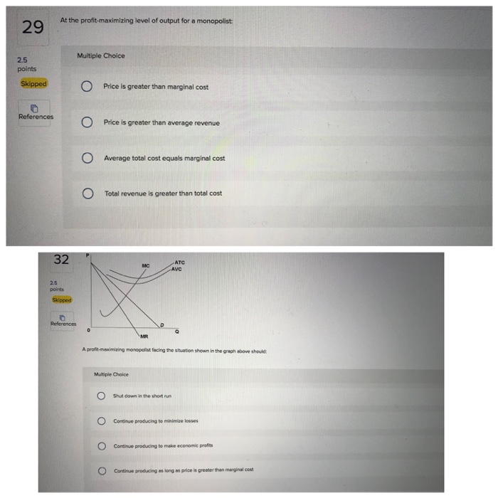 Solved At the profit-maximizing level of output for a | Chegg.com