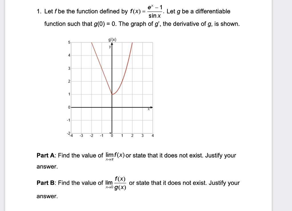 Solved 1. Let f be the function defined by f(x) = . Let gbe | Chegg.com