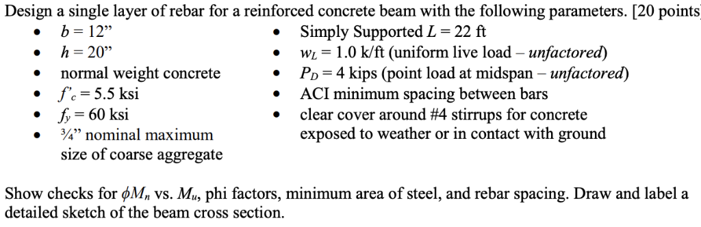 Solved Design a single layer of rebar for a reinforced | Chegg.com