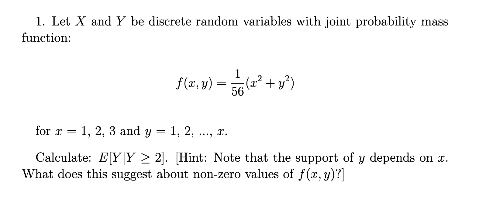 Solved 1. Let X and Y be discrete random variables with | Chegg.com