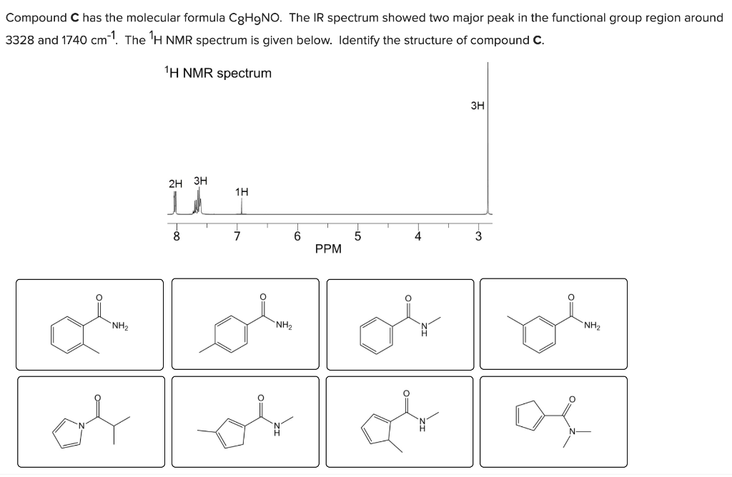 Solved Compound C has the molecular formula CgHGNO. The IR | Chegg.com