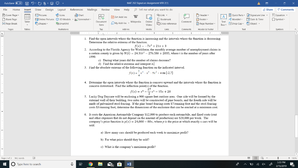 Solved MAT 263 Signature Assignment VER 211) File Home | Chegg.com