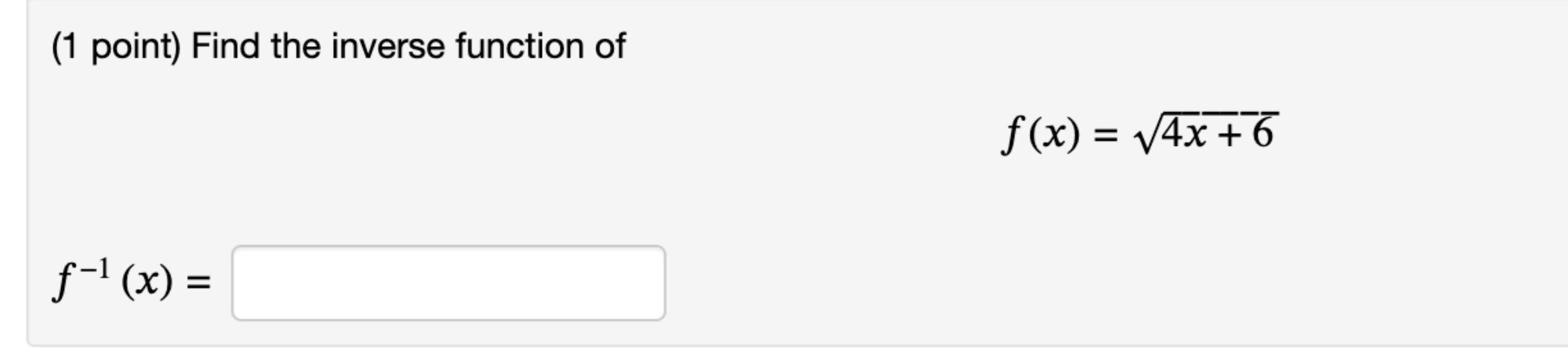 Solved (1 ﻿point) ﻿Find the inverse function | Chegg.com