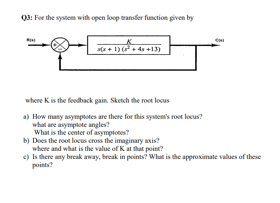 Solved -Q3: For the system with open loop transfer function | Chegg.com