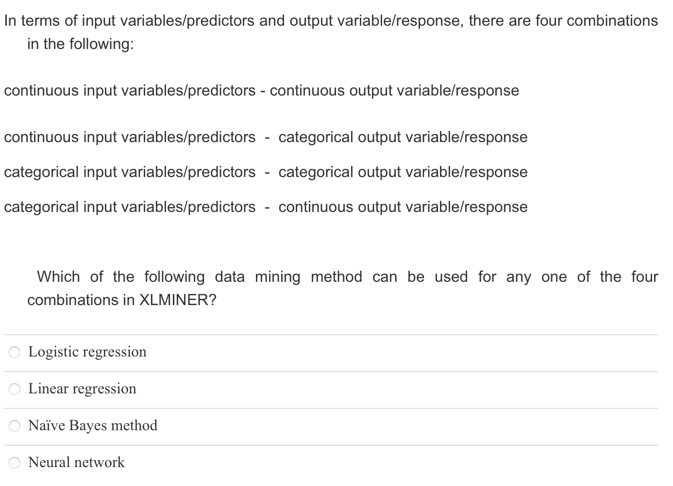 Solved In Terms Of Input Variablespredictors And Output 