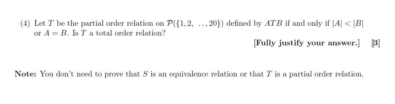 Solved (4) Let T be the partial order relation on P({1, 2, | Chegg.com