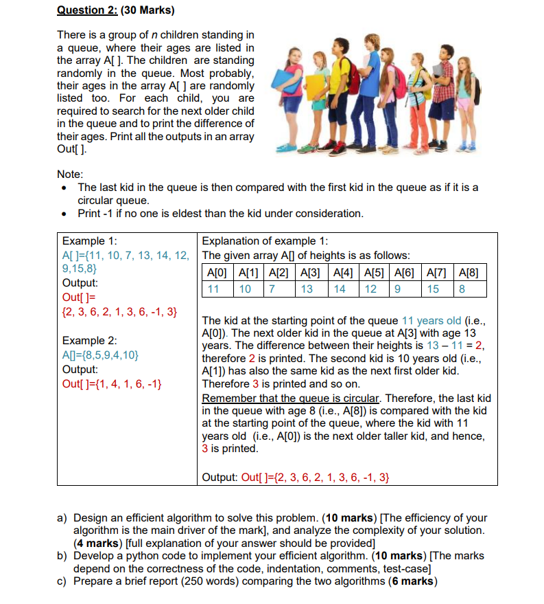 Solved There is a group of n children standing in a queue, | Chegg.com