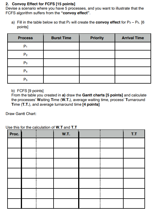 Solved 2. Convoy Effect for FCFS [15 points] Devise a | Chegg.com