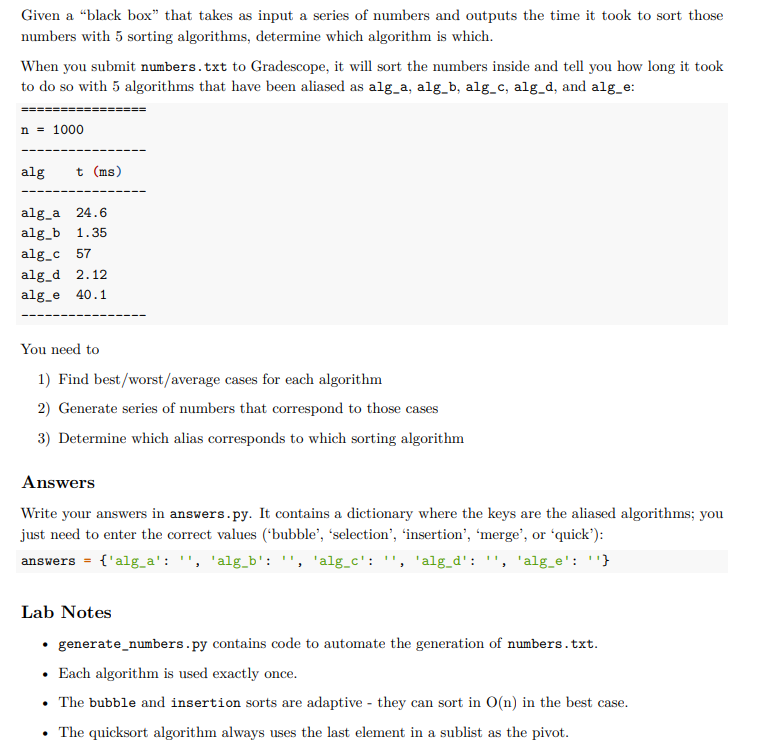 Given a "black box" that takes as input a series of | Chegg.com