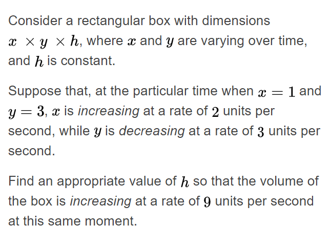 Solved Consider a rectangular box with dimensions x x y xh, | Chegg.com