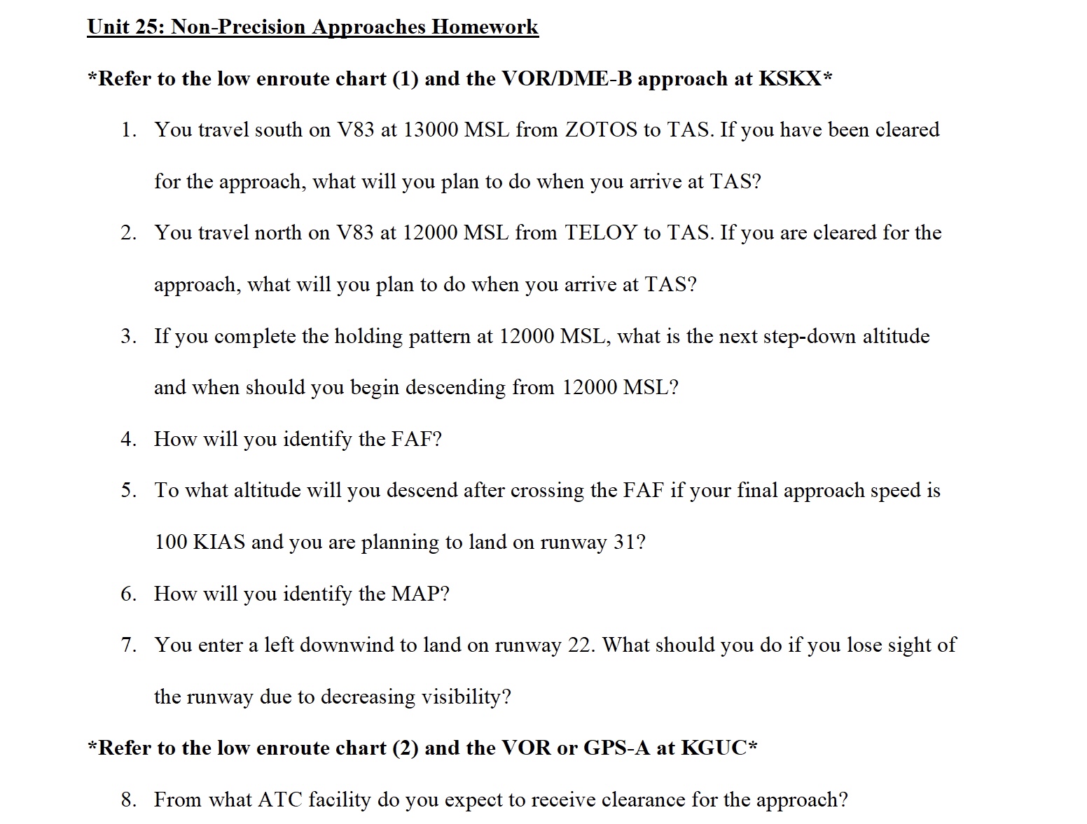 Unit 25: Non-Precision Approaches HomeworkYou travel | Chegg.com