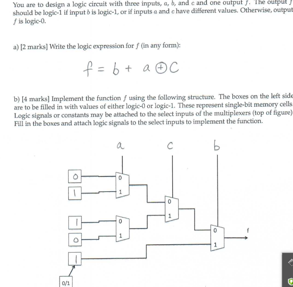 Solved You are to design a logic circuit with three inputs, | Chegg.com